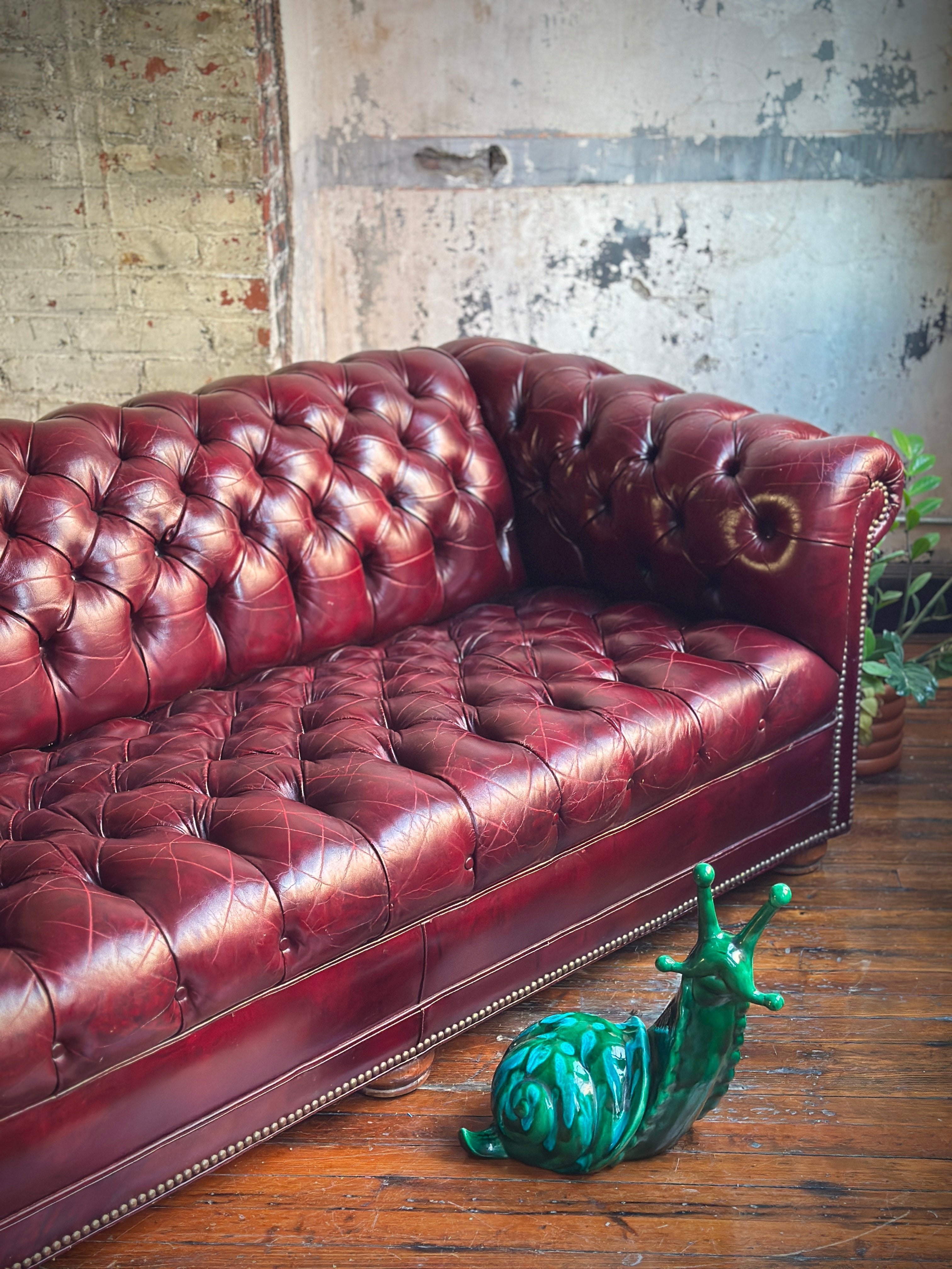 Oxblood leather sofa store